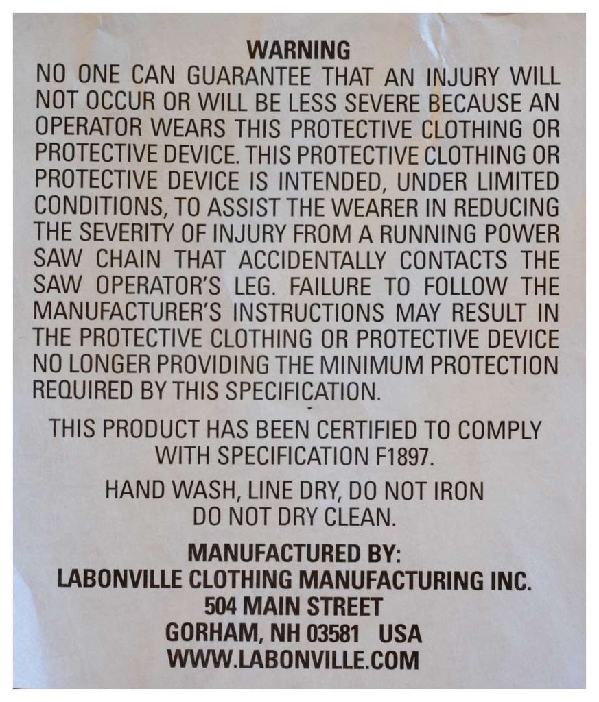Labonville - Original Safety Wrap Chap | Chainsaw Chap Made of Dupont ...